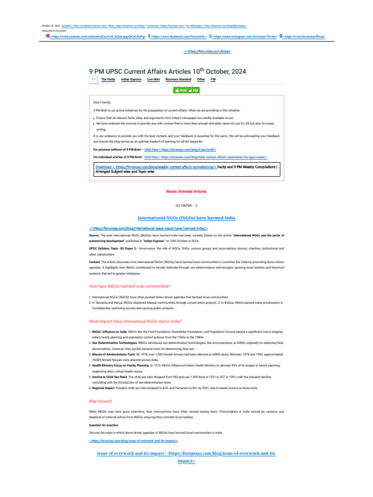 10th Oct Current Affairs Pdf Artificial Intelligence Intelligence