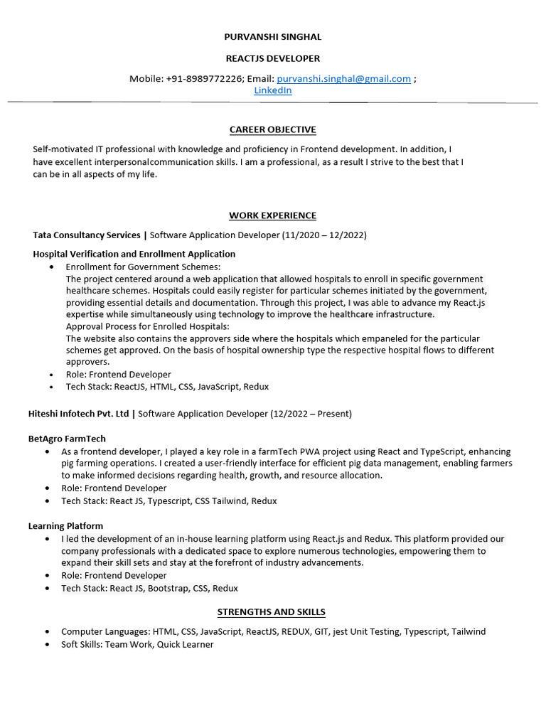Purvanshi Singhal CV-1 | PDF | Software Engineering | Computing