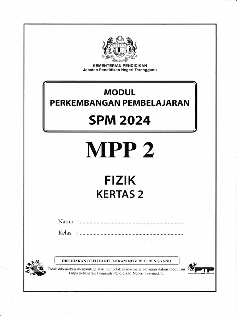 MPP 2 Terengganu 2024: Modul Fizik | PDF