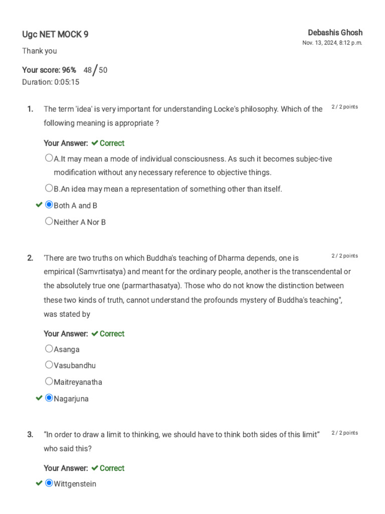 Ugc NET MOCK 9 | PDF | Metaphysics