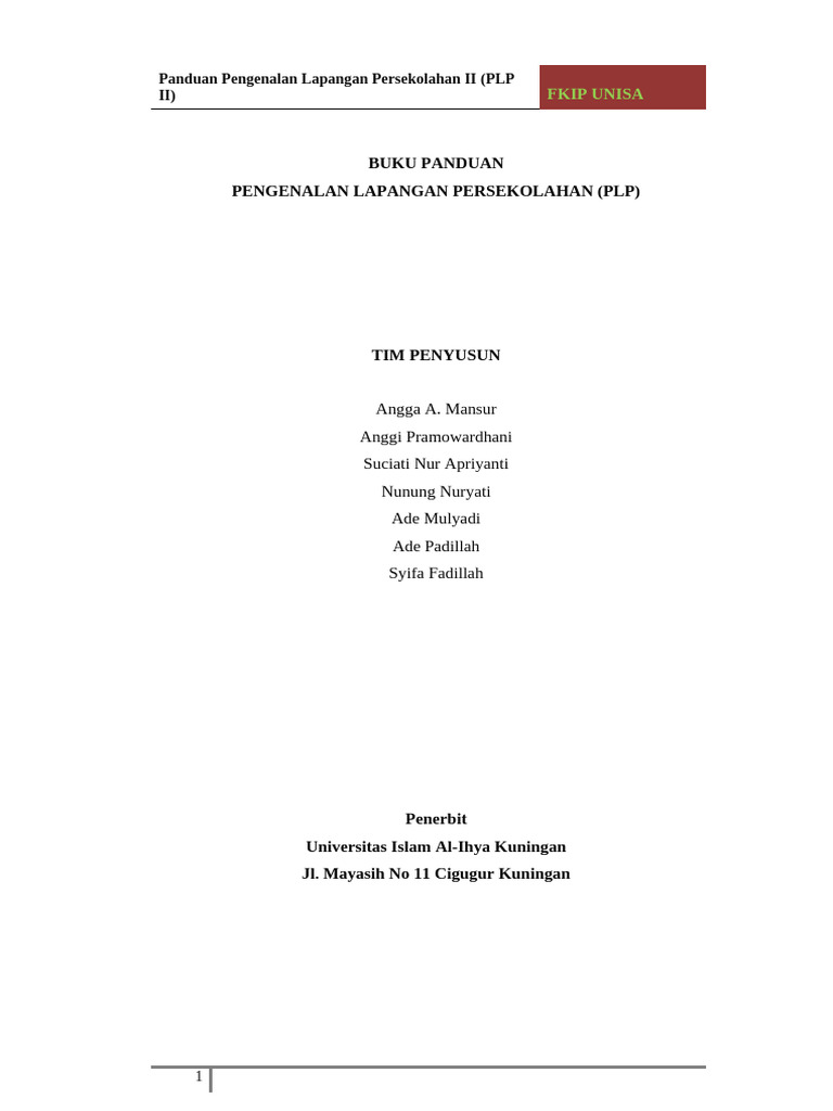 Panduan - PLP 2 - Fkip - 2024 | PDF