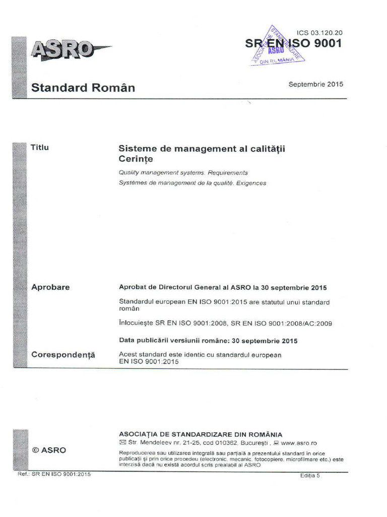 SR en Iso 9001-2015 | PDF