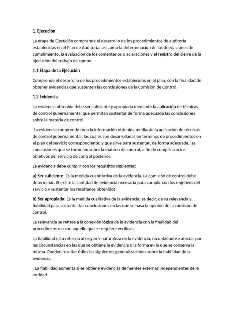 Ejecución y Evidencia en Auditoría | PDF | Auditoría | Documento de identidad