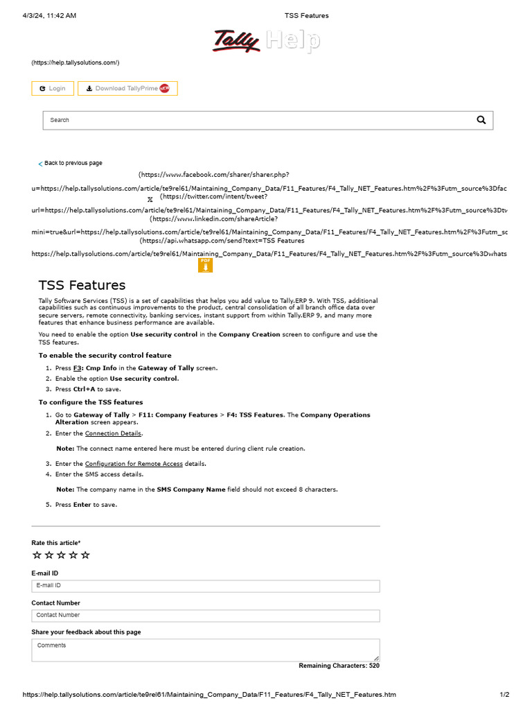 TSS Features | PDF | Computing | Software