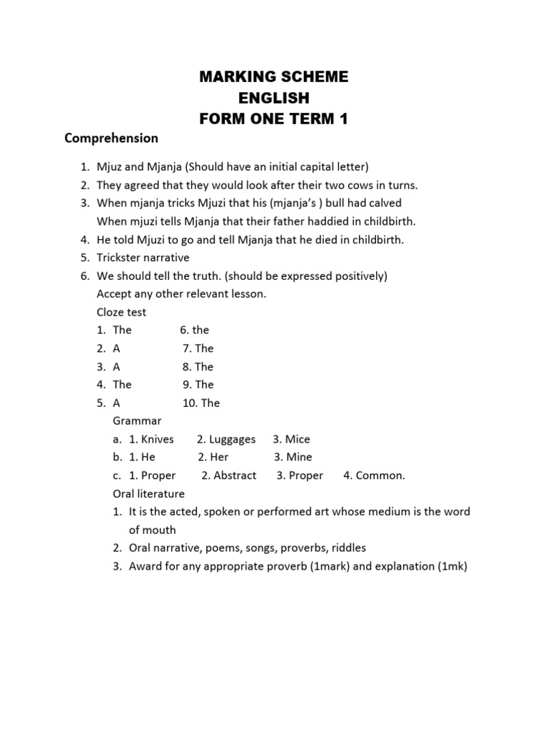 Form One English Set 3 MSC | PDF