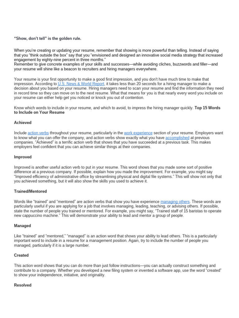 Resume Tips Pdf Résumé Employment