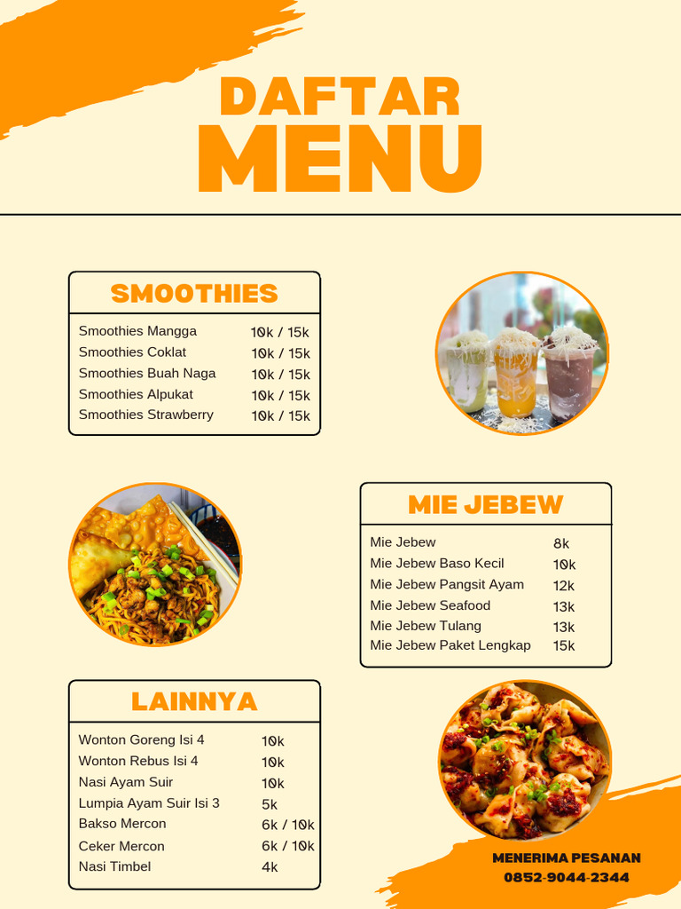 Orange Simple Food Menu Menu PDF | PDF