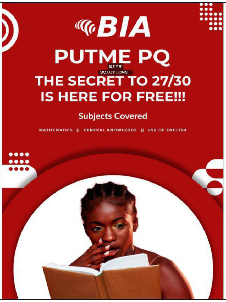 Boma's Intellectual Academy (BIA) UNILAG 2023 Post UTME PQ & Solutions - Compress | PDF ...
