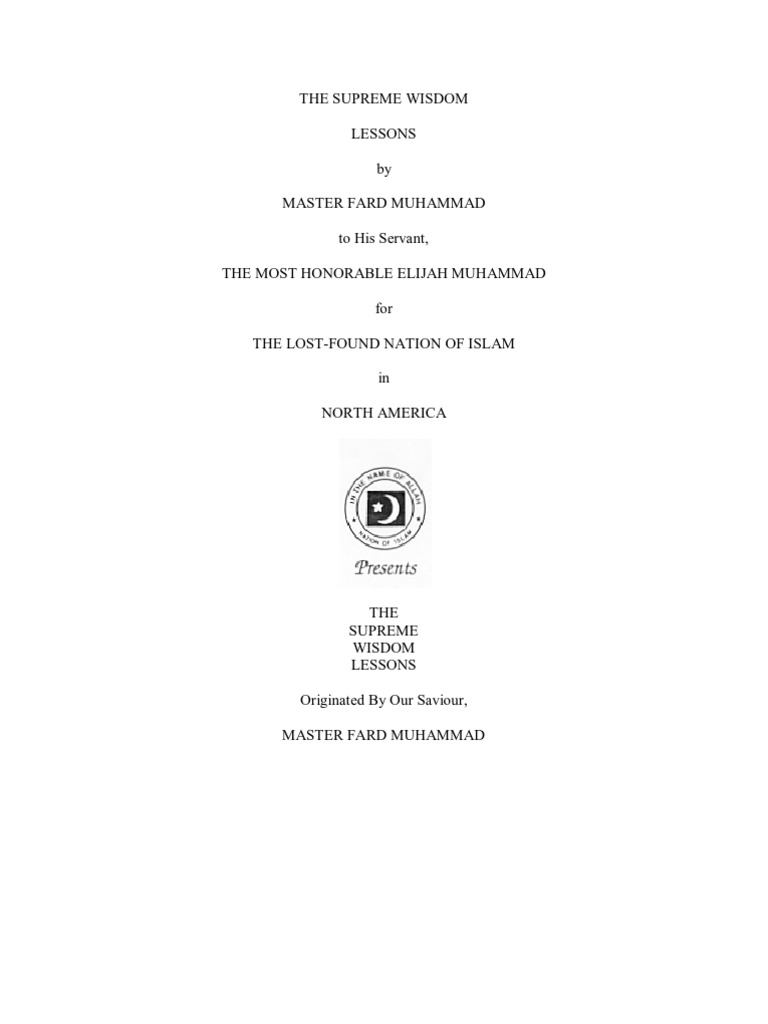 The Supreme Wisdom Lessons | PDF