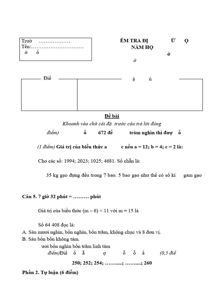 Gi A Kì 1-Toán Tv4 - KNTT | PDF