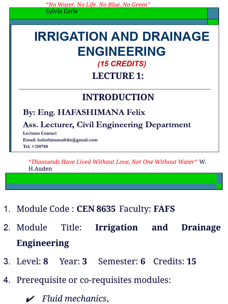 Lecture-1-IDE-Introduction Irrigation and Drainage Eng | PDF | Irrigation | Soil