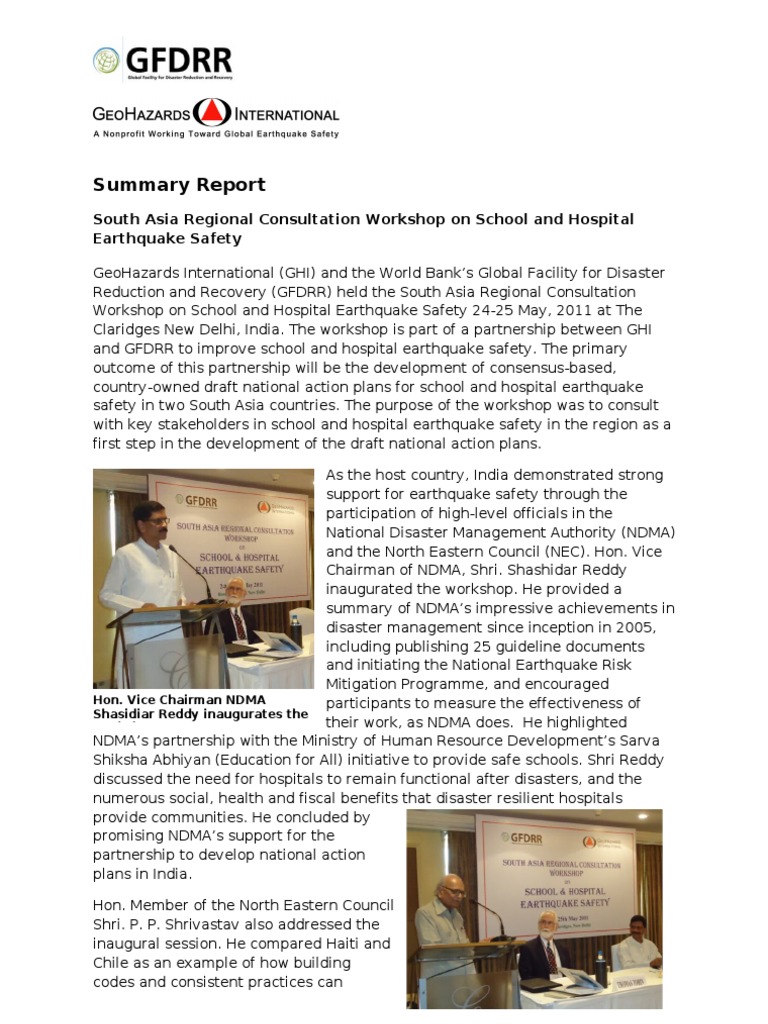 GFDRR GHI Regional Workshop Summary Report Final | PDF | Emergency ...
