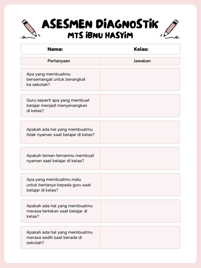 Asesmen Diagnostik MTs Ibnu Hasyim | PDF | Pengembangan Diri