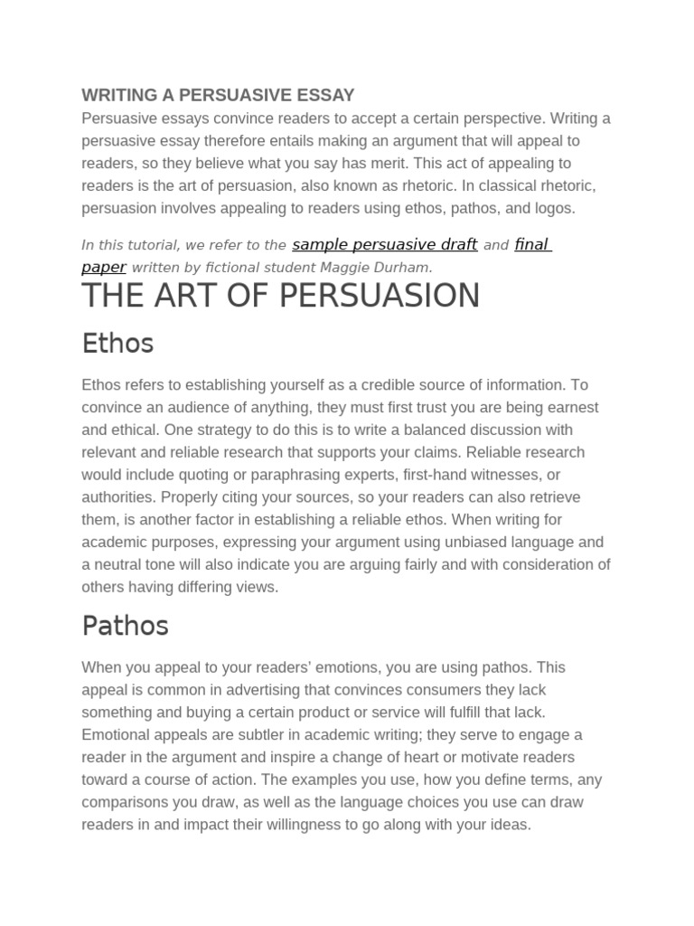 Writing A Persuasive Essay | PDF | Cognition | Human Communication
