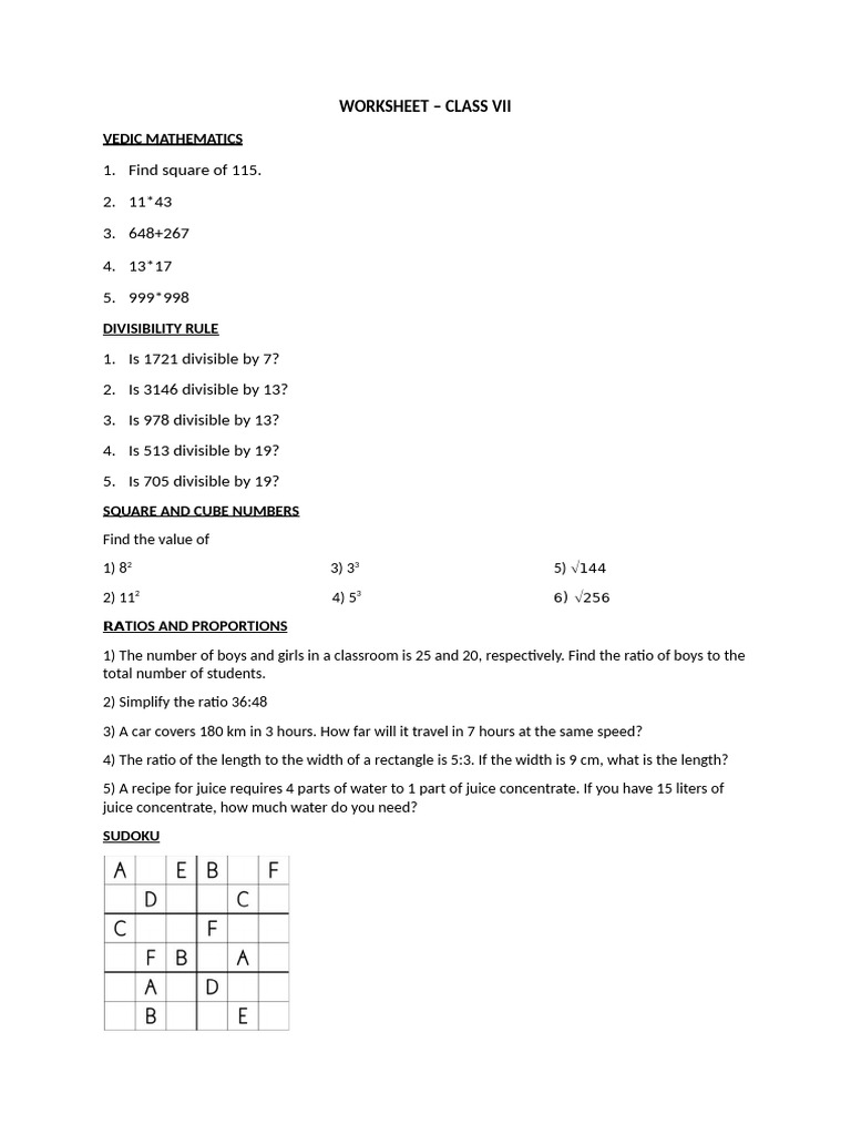 Worksheet 7TH Standard | PDF | Teaching Methods & Materials