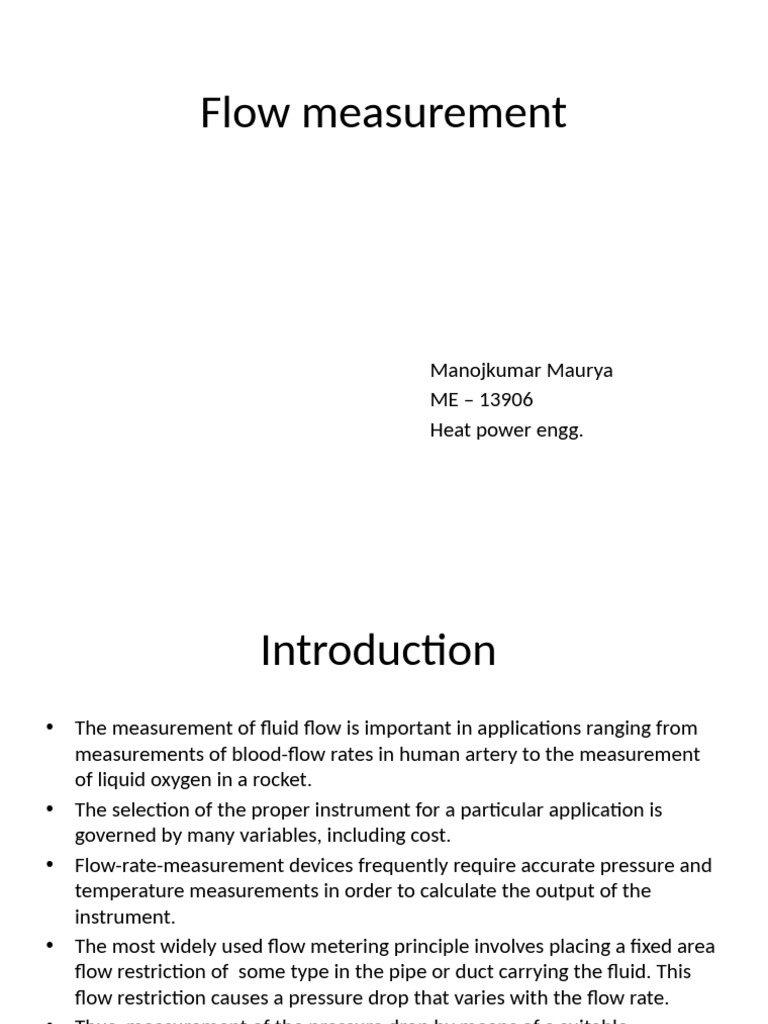Flow Measurement Techniques and Devices | PDF | Flow Measurement ...