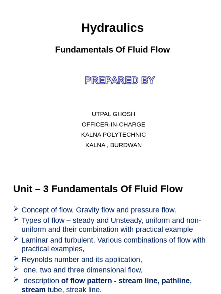 Unit - 3 Fundamentals of Fluid Flow | PDF | Fluid Dynamics | Momentum