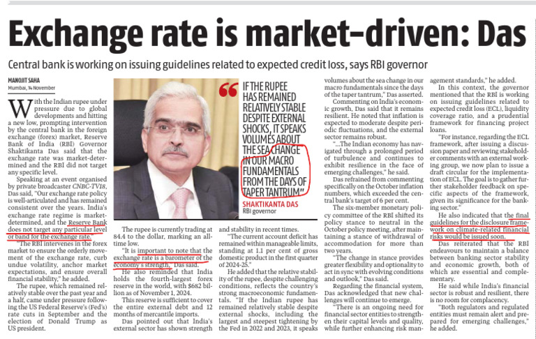 Exchange Rate Insights from RBI Governor | PDF | Reserve Bank Of India ...
