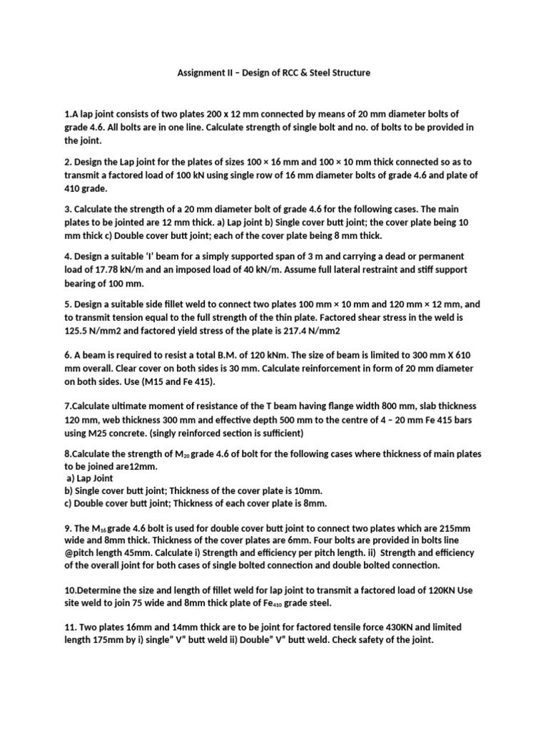 RCC & Steel Structure Design Guide | PDF | Strength Of Materials | Screw