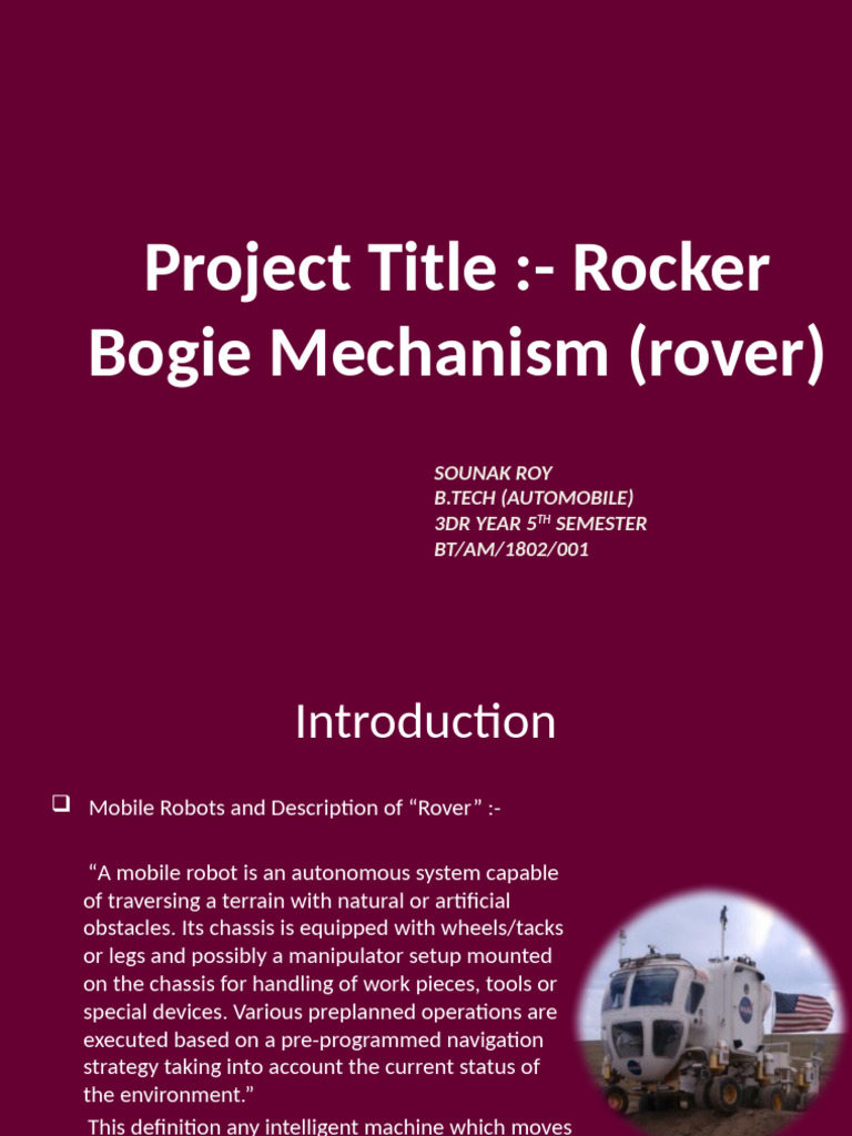 rocker-bogie-mechanism SOUNAK 3RD YEAR | PDF | Robot | Robotics