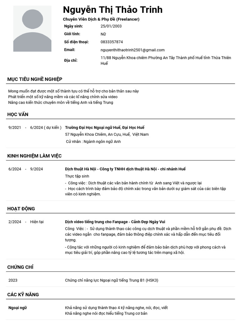 M C Tiêu NGH Nghi P: Chuyên Viên D CH & PH (Freelancer) | PDF