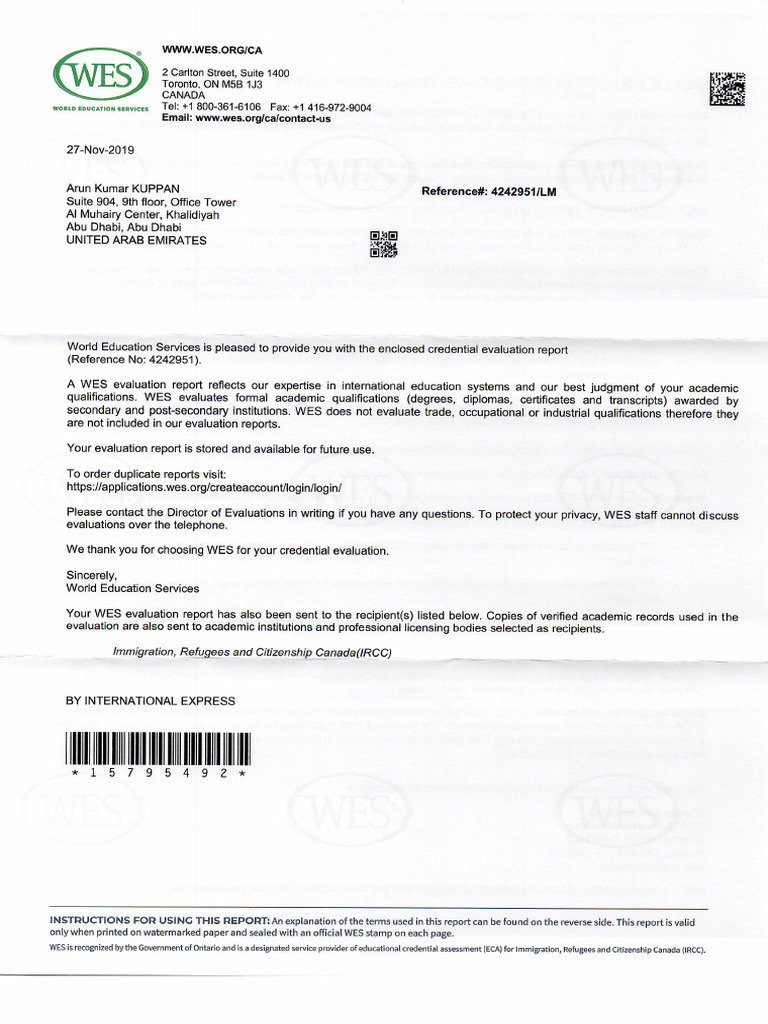 Arun Kumar Kuppan-WES Report | PDF