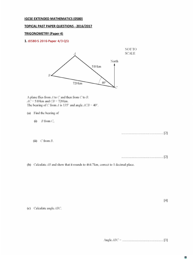 Trigonometry Past Paper Questions | PDF