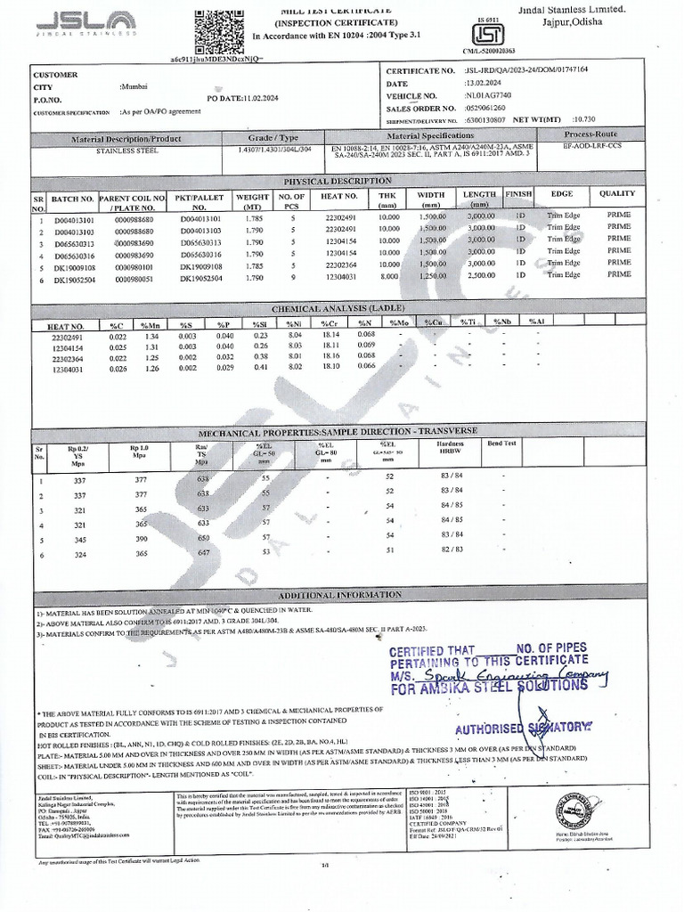 SS 304 TC 10,8mm | PDF
