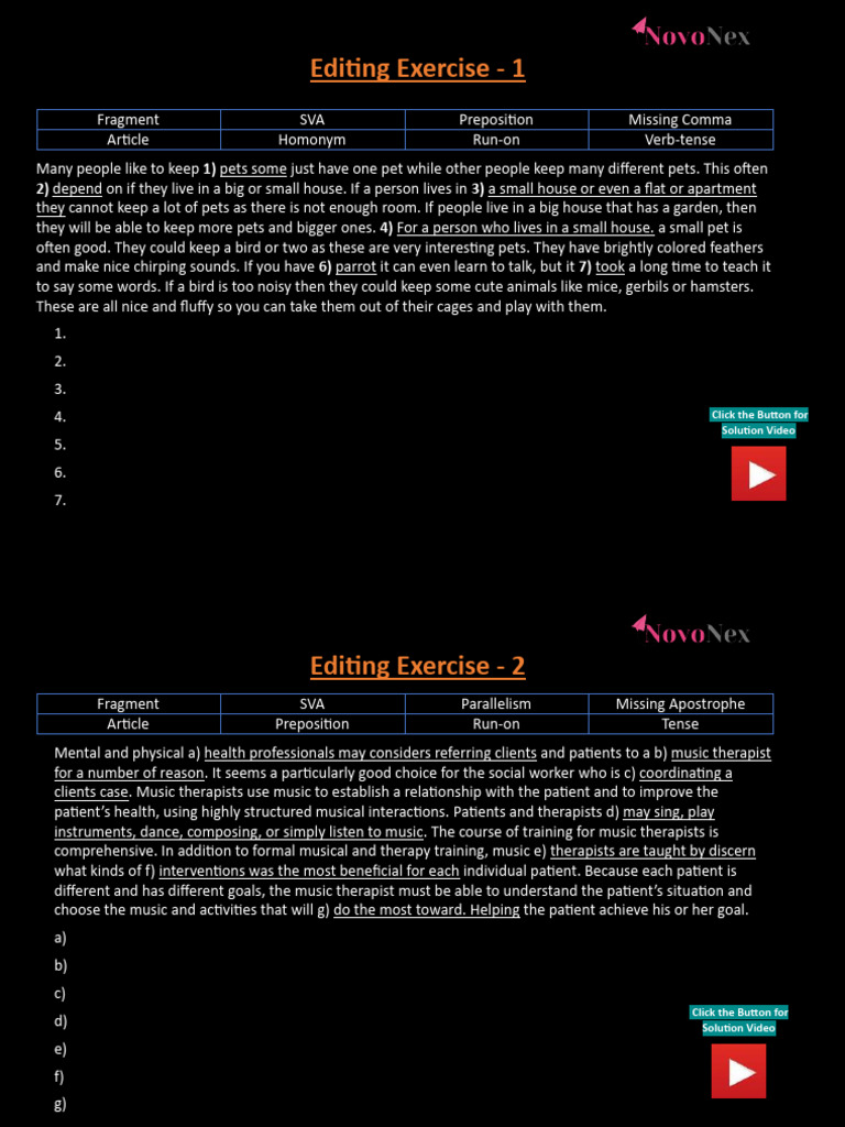 Editing Exercise - With Solve Link | PDF | Pet