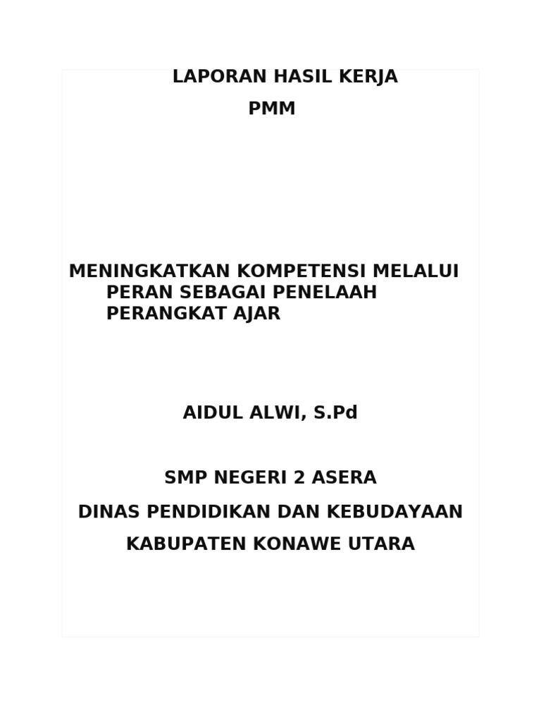 Laporan Hasil Kerja PMM | PDF