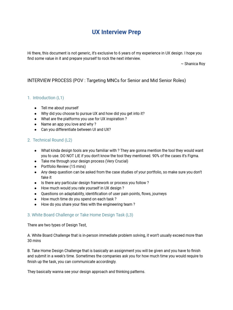 UX Interview Prep-1 | PDF | Cognition | Human Communication