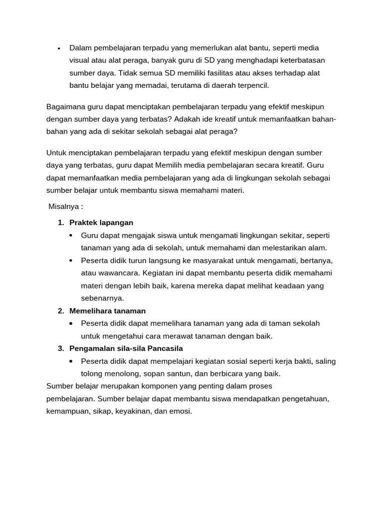 Diskusi 3 Pembelajaran Terpadu Di SD | PDF | Karier & Perkembangan | Kesehatan Holistik