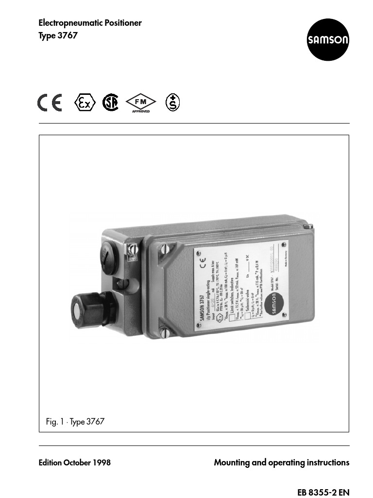 Samson 3767 Positioner Manual | PDF | Valve | Actuator