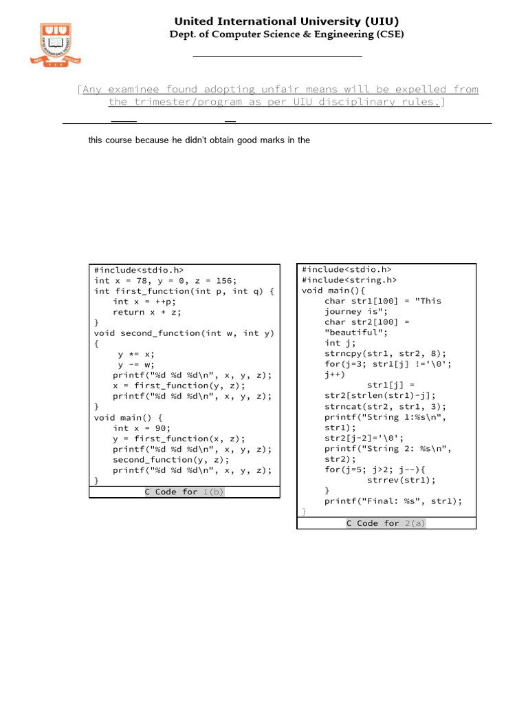 Final Exam Question 231 CSE1111 B Spring 23 | PDF | Computing | Computer Engineering