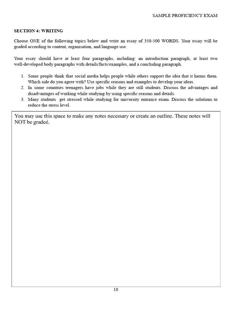 English Proficiency Exam WRITING PDF | PDF