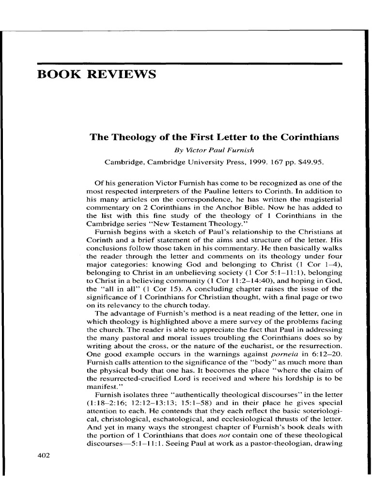 The Theology of The First Letter To The Corinthians2 | PDF