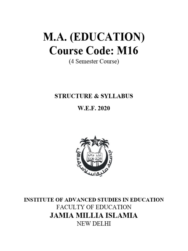 M.A. (Education) Course Code: M16: Jamia Millia Islamia | PDF | Thesis ...