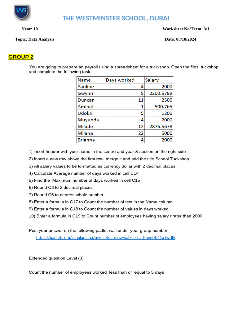 Tasksheet Group 2 ICT | PDF