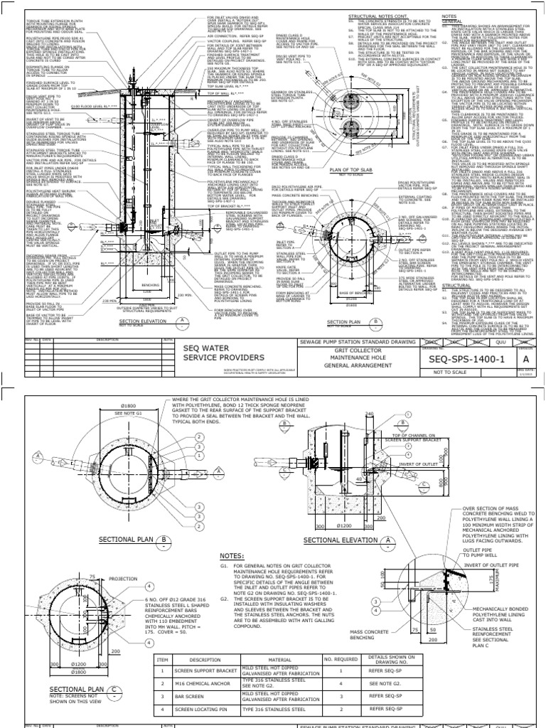 Sewage Pumping Station Drawings 1400 Series PDF | PDF | Pipe (Fluid ...