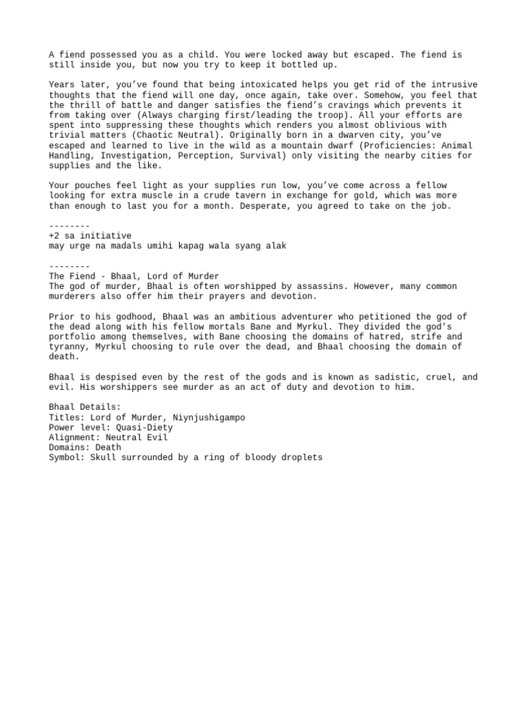 Lore Friendly - Backstory | PDF