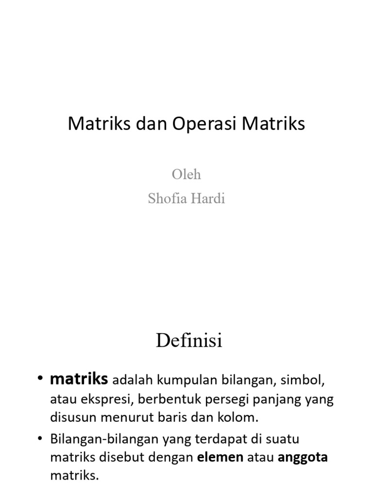 6 Matriks Dan Operasi Matriks | PDF | Sains & Matematika | Komputer