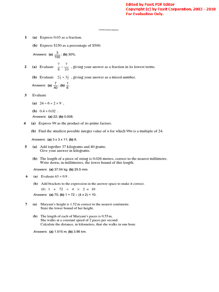 Ninth Math Ws On Numbers, Algebram Indices | PDF | Numbers | Speed