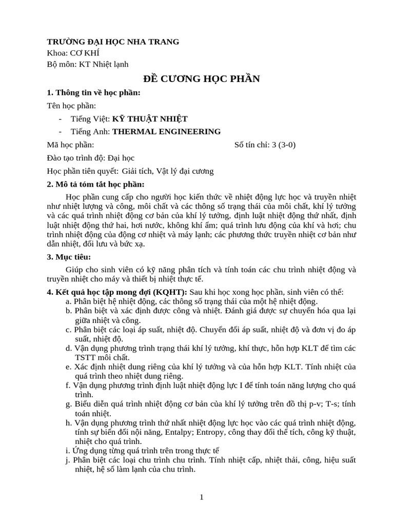 de Cuong HP KT Nhiet - Nhom Nganh Co Khi | PDF