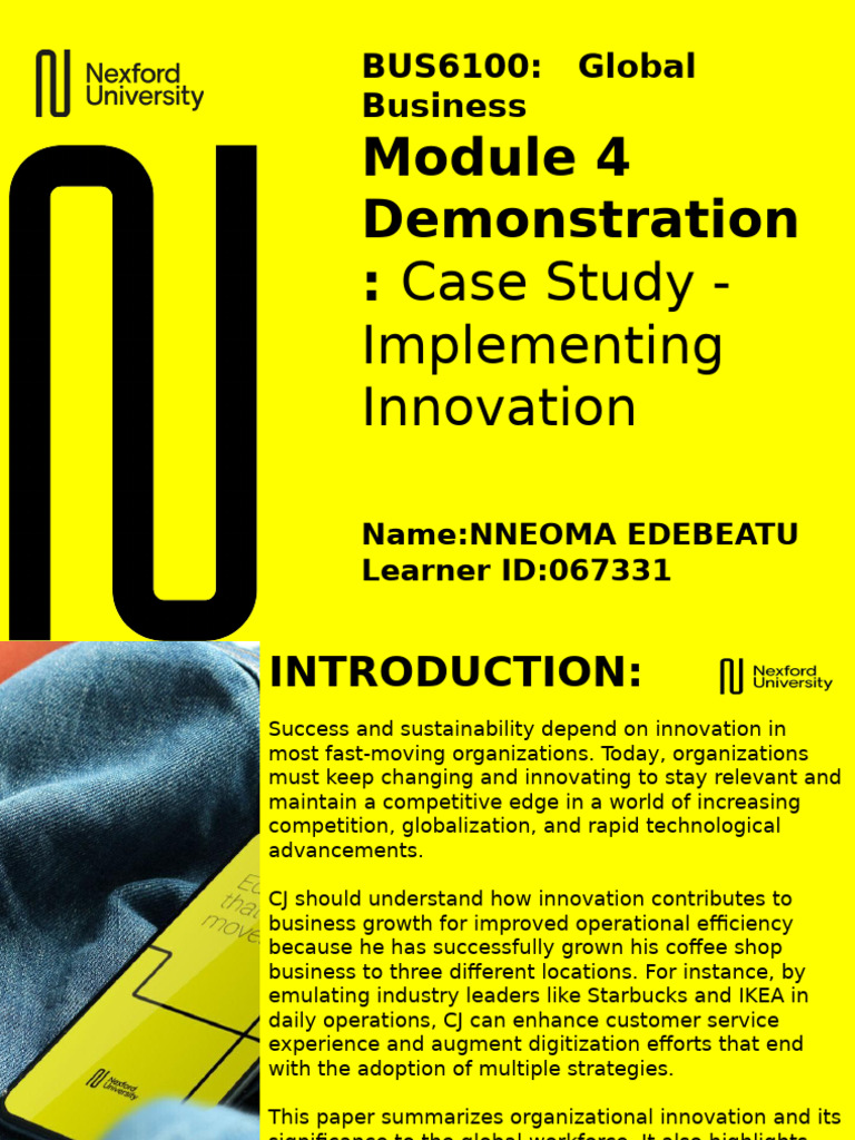 BUS6100 Module 4 Assignment | PDF | Innovation | Supply Chain