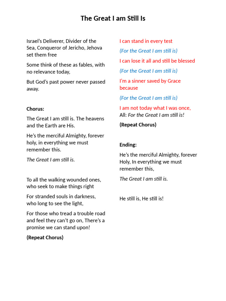 The Great I Am Still Is | PDF
