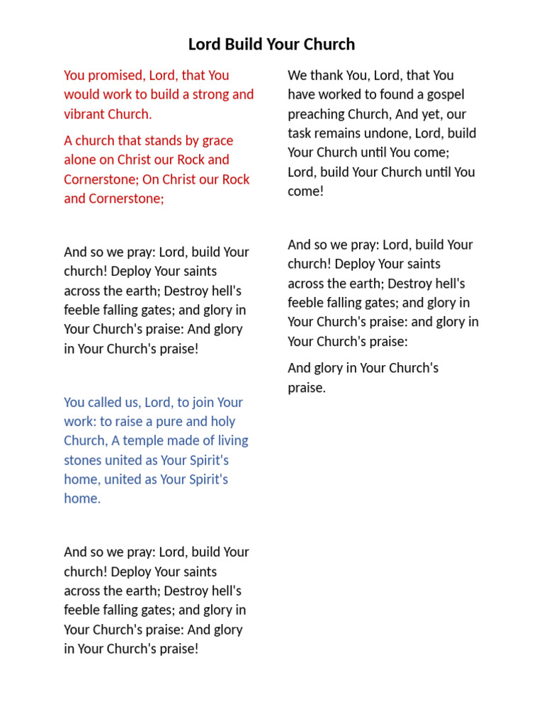 Lord Build Your Church | PDF