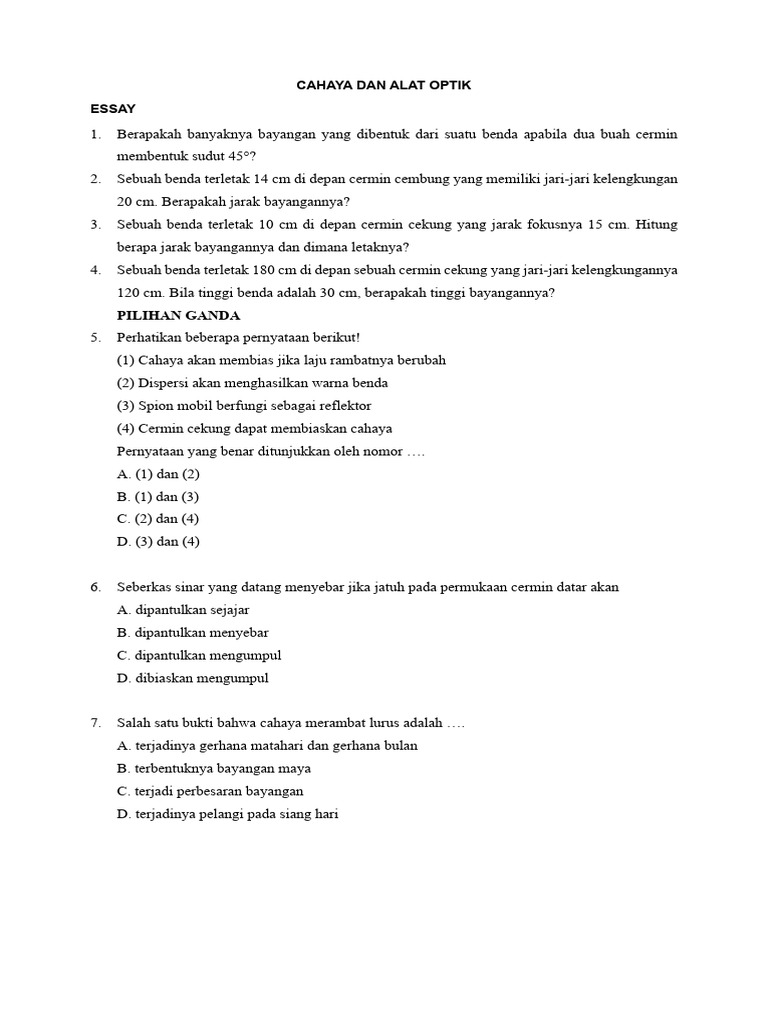 TP 12 (Cahaya Dan Alat Optik) | PDF