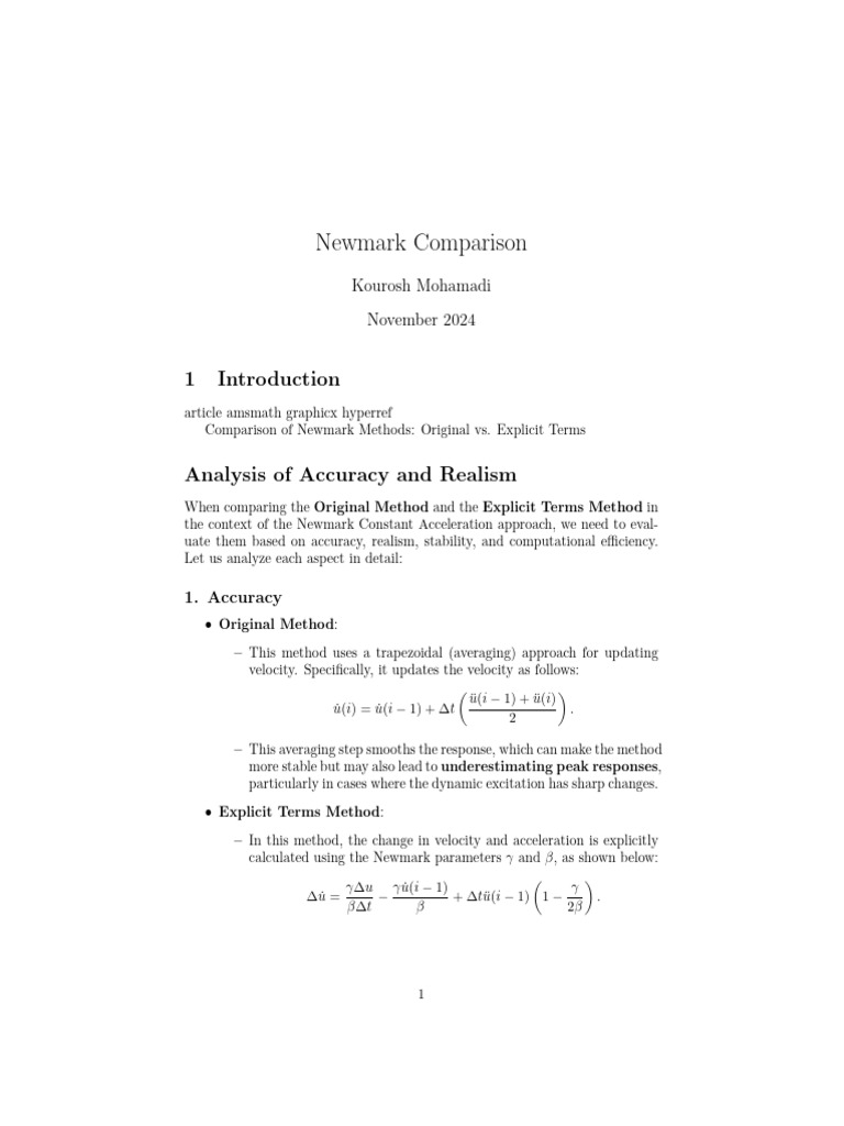 Newmark_Comparison | PDF | Applied Mathematics