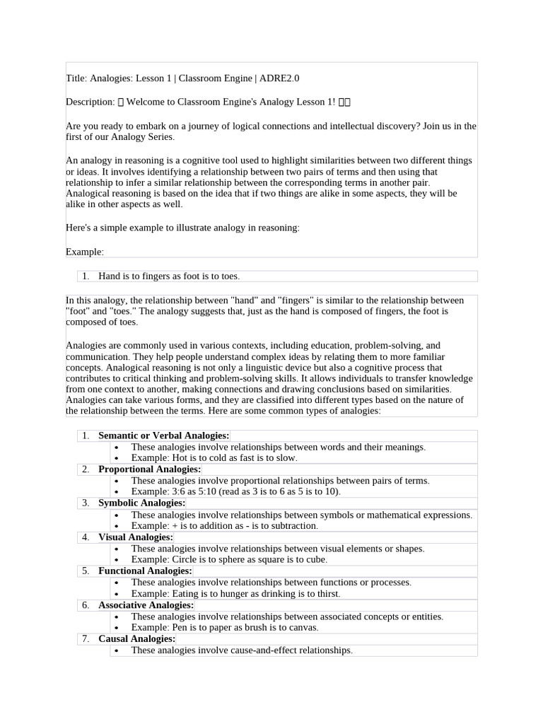 ANALOGY L1 SCRIPT | PDF | Analogy | Semantics