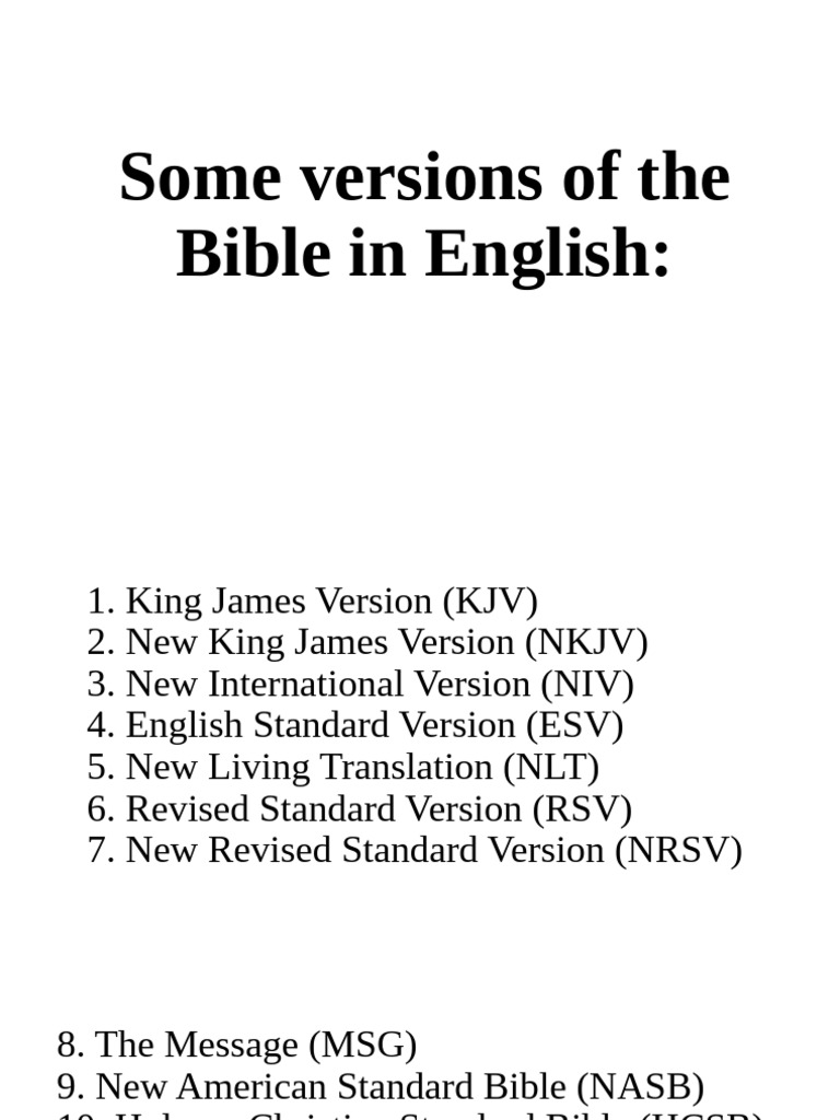 Some Versions of The Bible in English | PDF